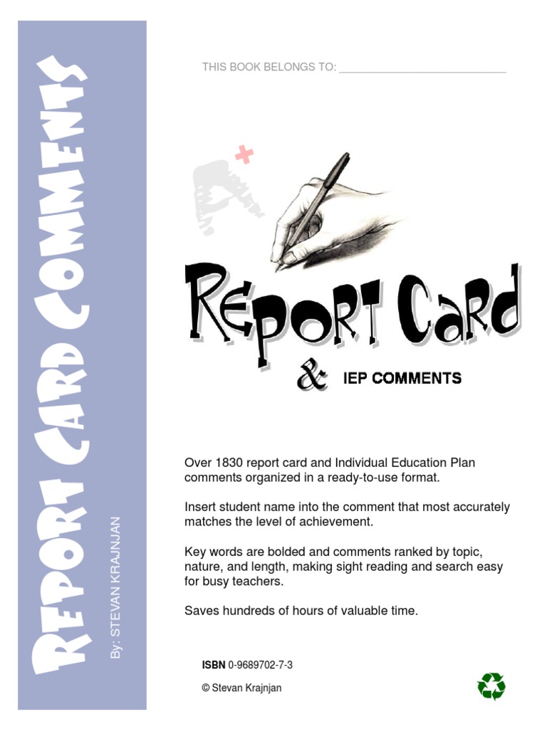 Report Card Sample | PDF | Books | Pedagogy