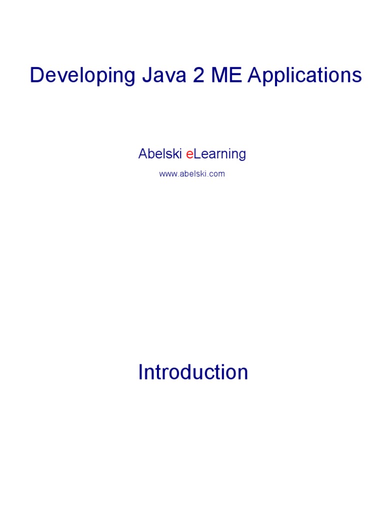 Introduction To J2ME, Albeski | Download Free PDF | Java (Programming Language) | Java (Software ...