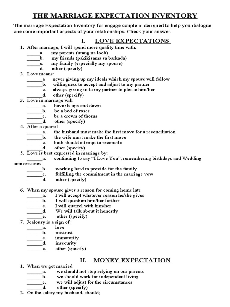 Marriage Expectations Guide | PDF | Wife | Marriage