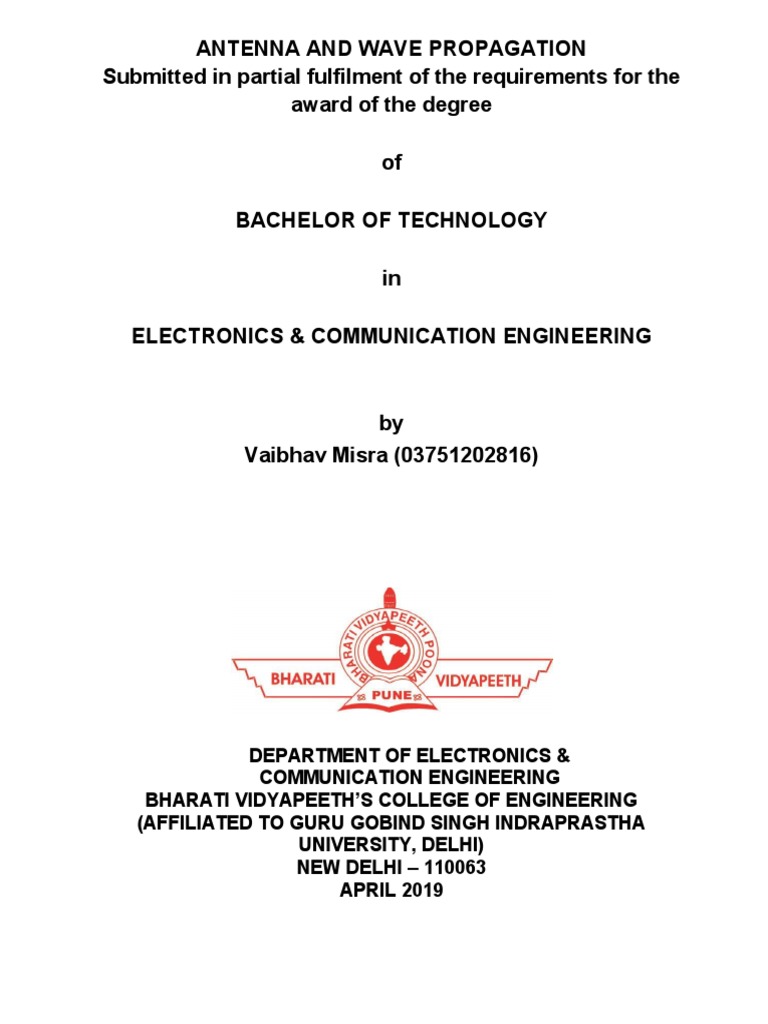 Antenna and Wave Propagation Submitted in Partial Fulfilment of The ...