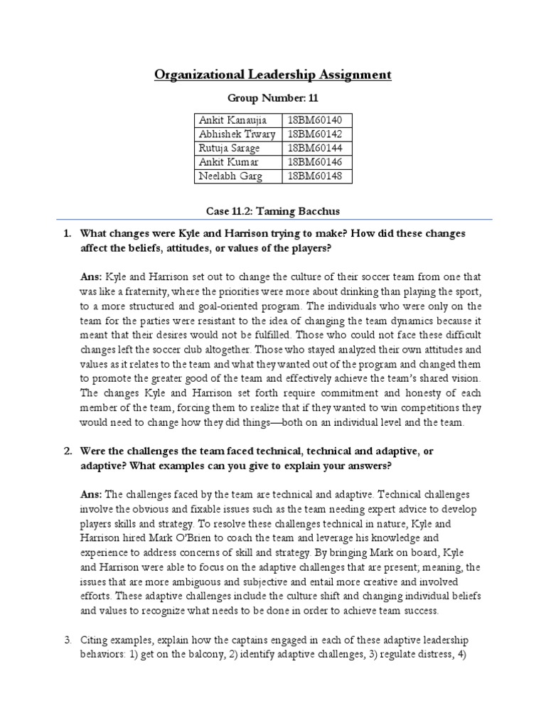 Organizational Leadership Assignment | Leadership | Goal