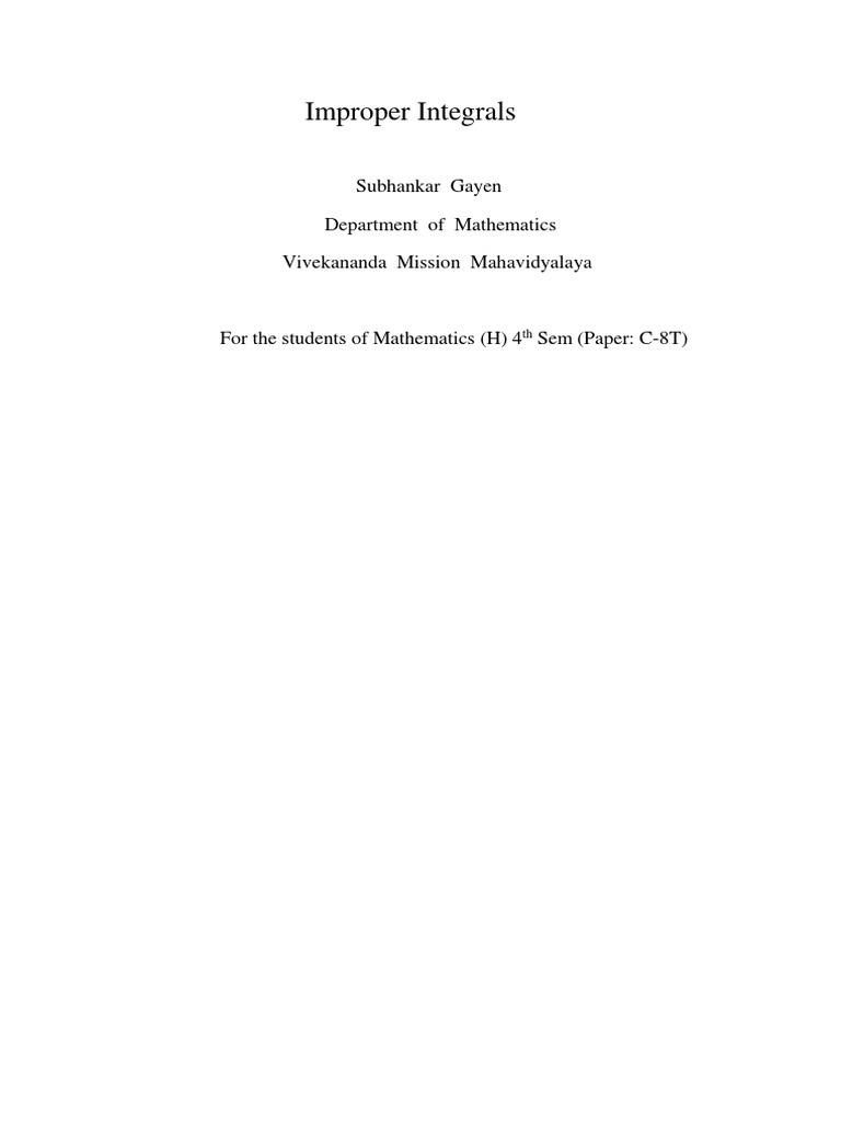 Improper Integral | PDF | Integral | Infinity