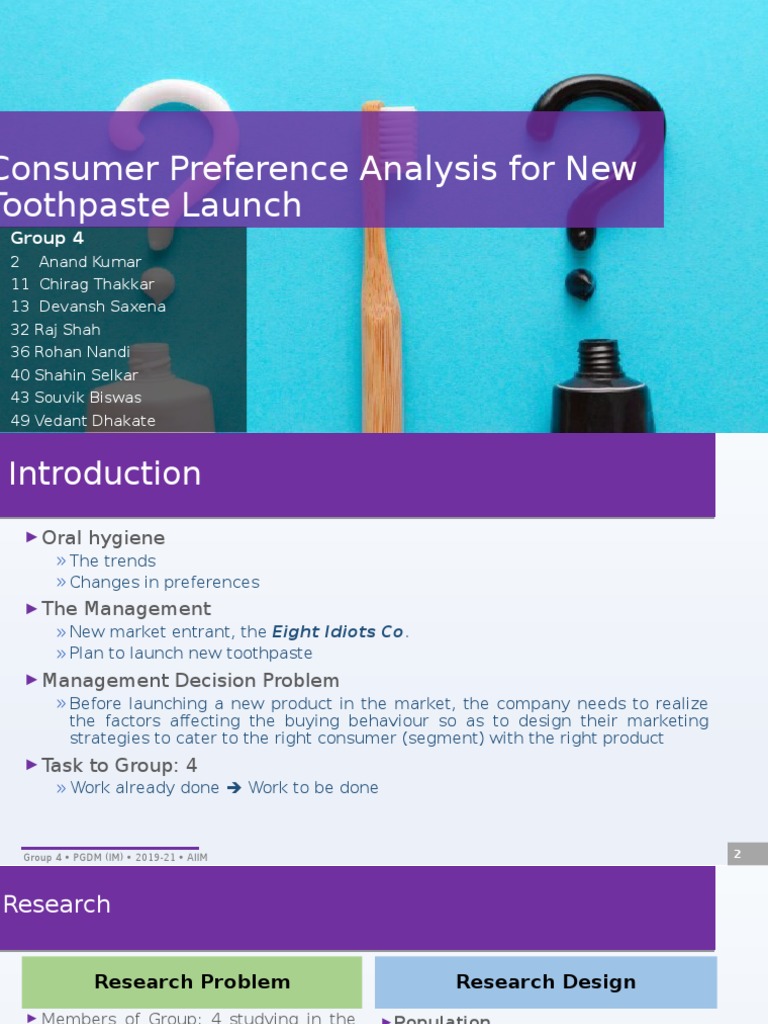 Consumer Preference Analysis For New Toothpaste Launch: Group 4 | PDF ...