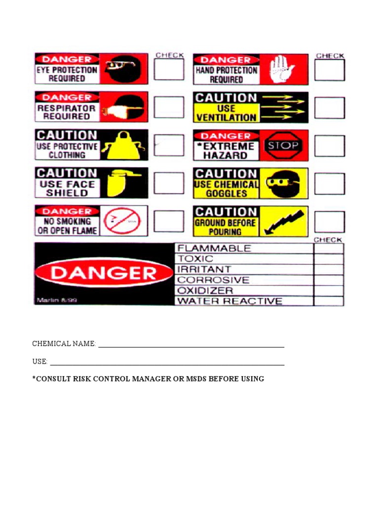 Chemical Labels A4 | PDF