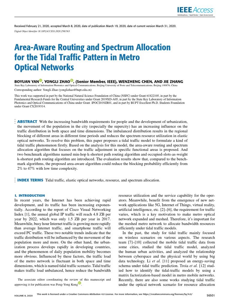 Area-Aware Routing and Spectrum Allocation For The Tidal Traffic Pattern in Metro Optical ...