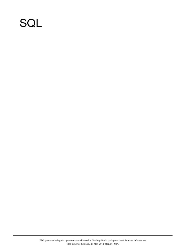 PDF Generated At: Sun, 27 May 2012 01:27:47 UTC | PDF | Sql ...