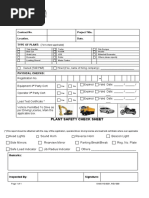Pre-Shift Safety Inspection Checklist | PDF