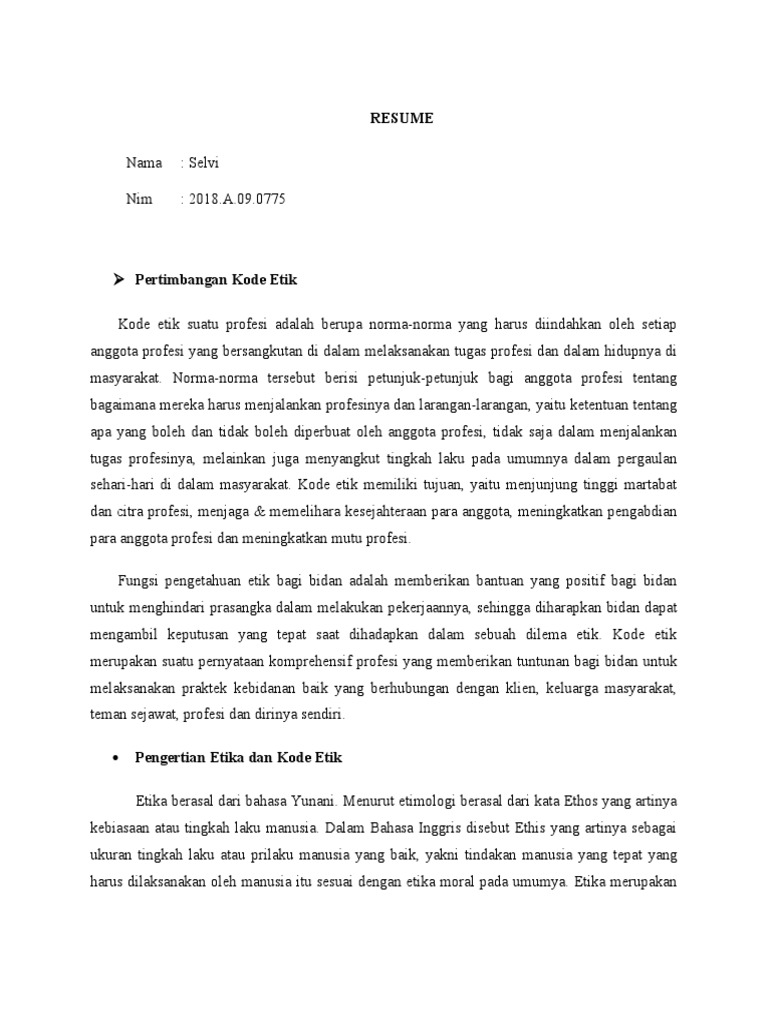 Resume Selvi Cantik | PDF