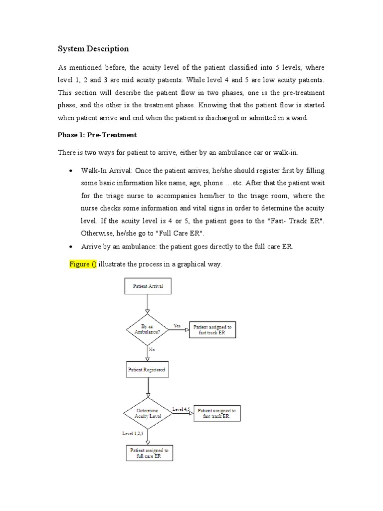 System Description: Phase 1: Pre-Treatment | PDF | Emergency Department ...
