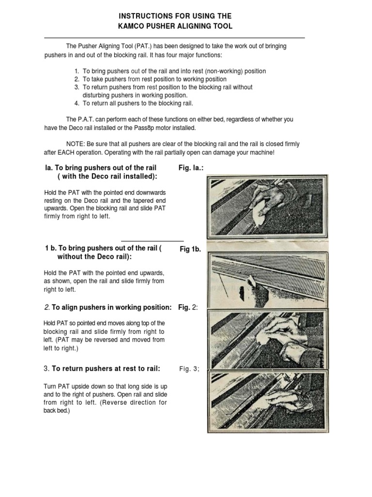 Instructions For Using The Kamco Pusher Aligning Tool: Out From Rest | PDF