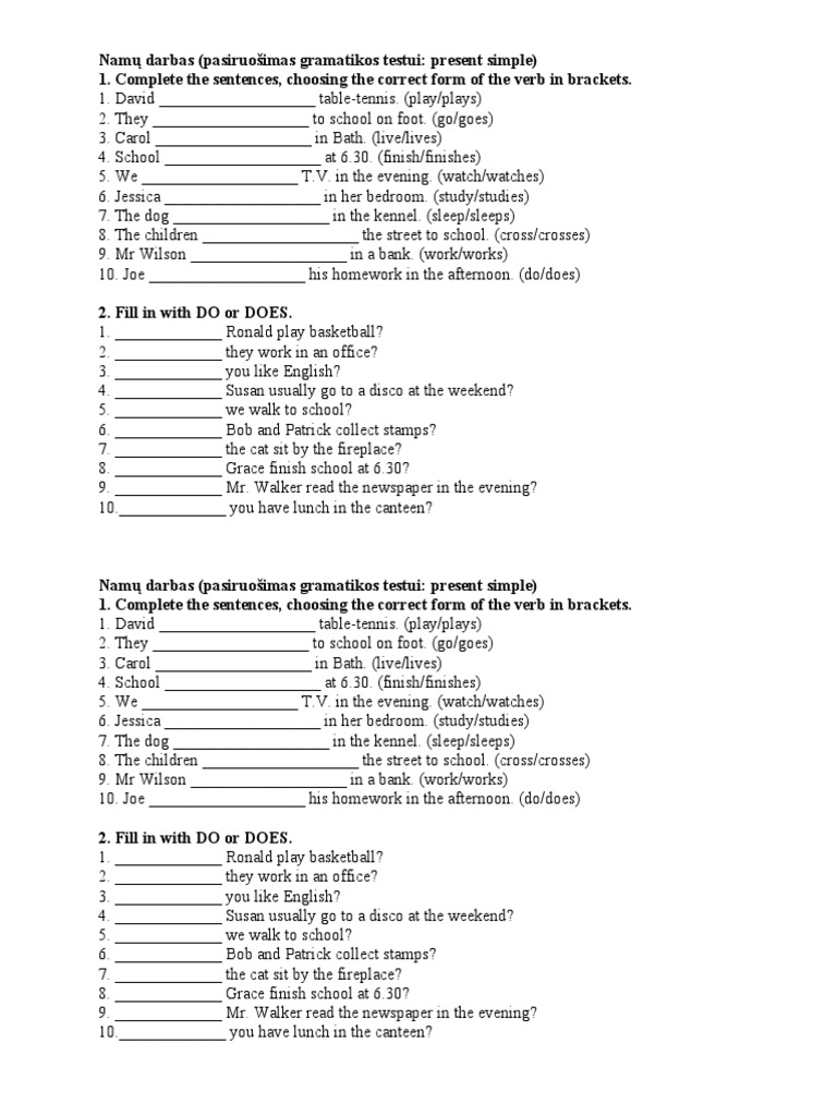 Practice of Present Simple | PDF