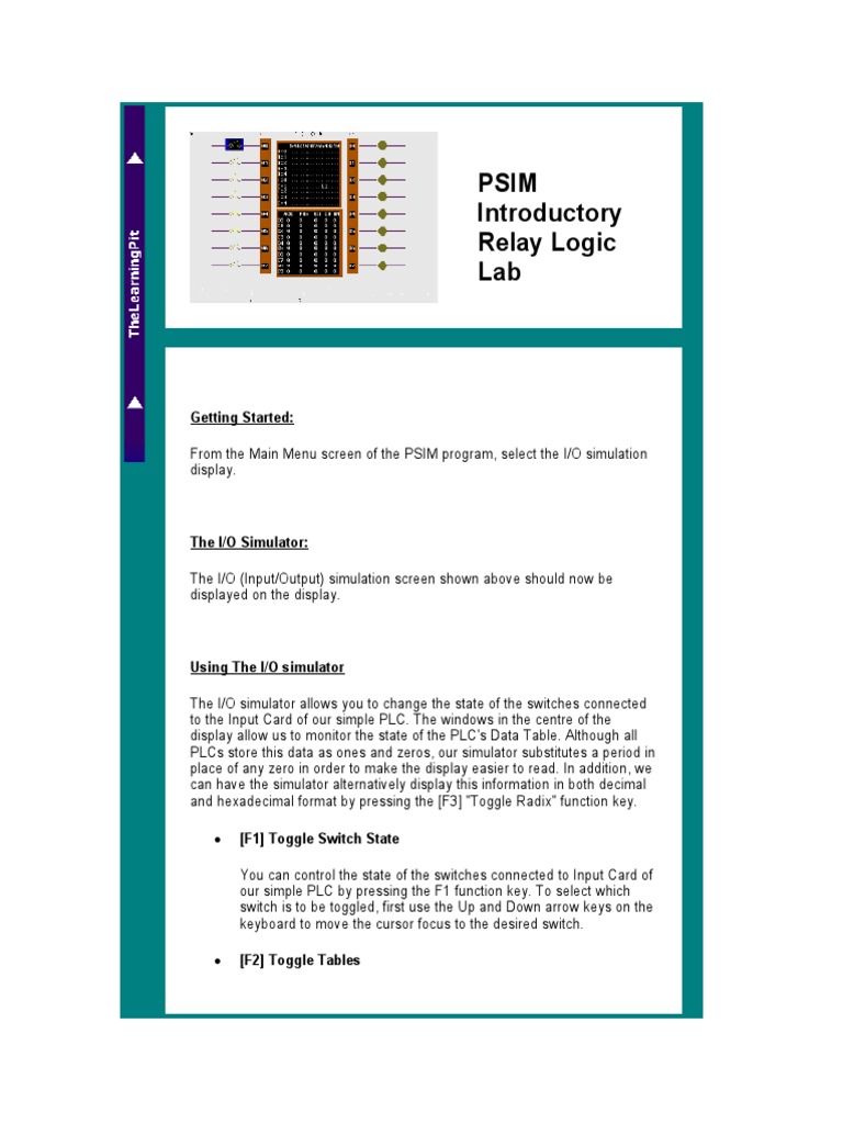 Psim Introductory Relay Logic Lab: Getting Started | Download Free PDF | Programmable Logic ...