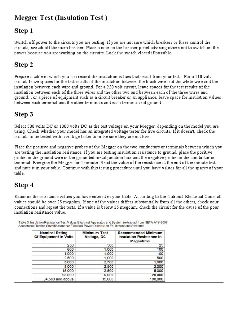 Megger Test | PDF