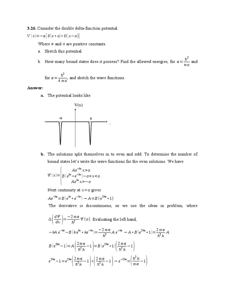 Analysis of Bound States and Wave Functions for a Double Delta-Function ...