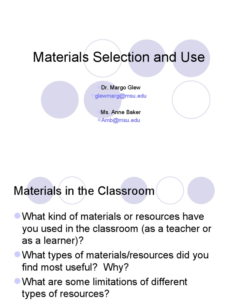 Materials Selection and Use: Dr. Margo Glew | PDF | Textbook | Learning