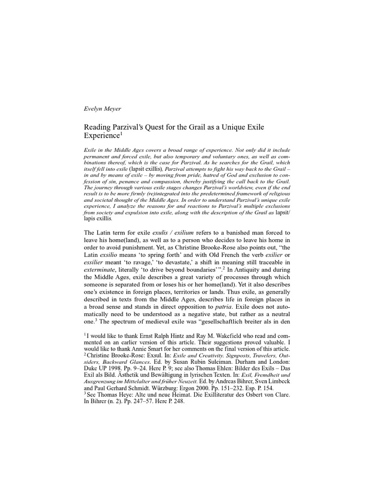 Parzival's Exile and Grail Journey | PDF | Holy Grail