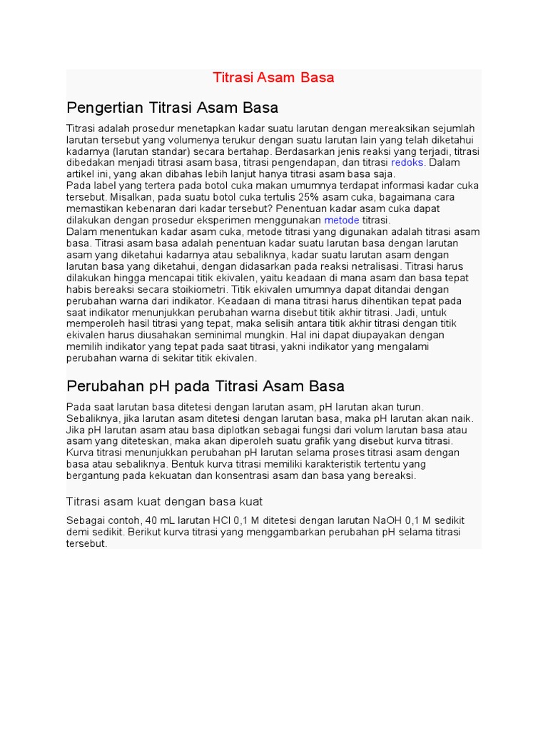 Panduan Titrasi Asam Basa Lengkap | PDF