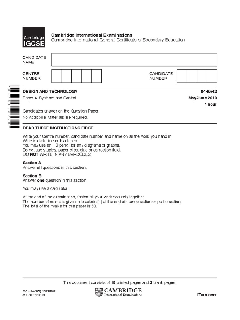 2018 - GCSE - System&Control DNT Paper | PDF | Yield (Engineering ...