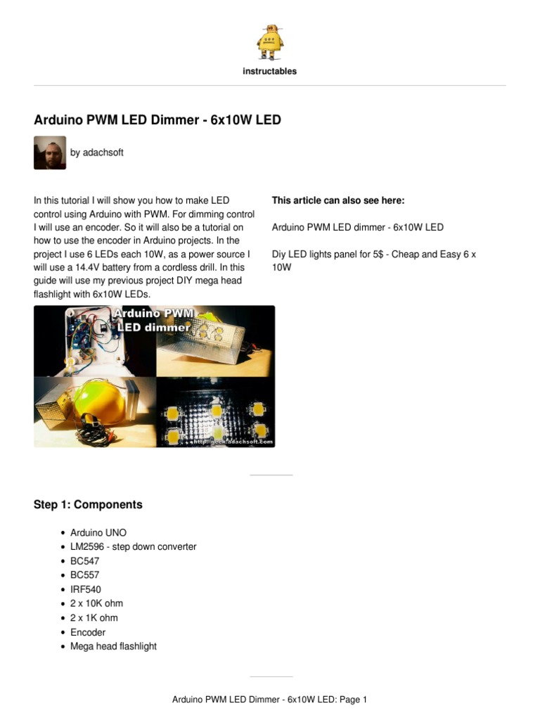 Arduino PWM LED Dimmer 6x10W LED | PDF | Computer Engineering ...