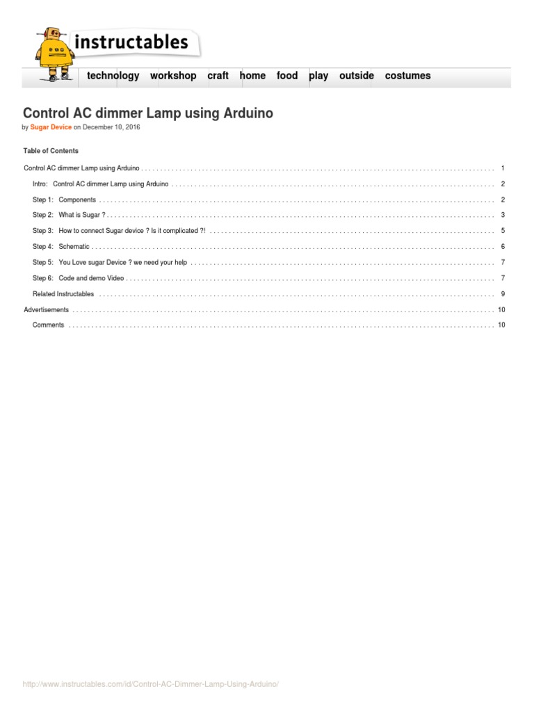 Control AC Dimmer Lamp Using Arduino | PDF | Alternating Current | Electronic Engineering