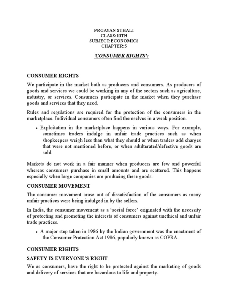 Consumer Rights | PDF | Consumer Protection | Market (Economics)