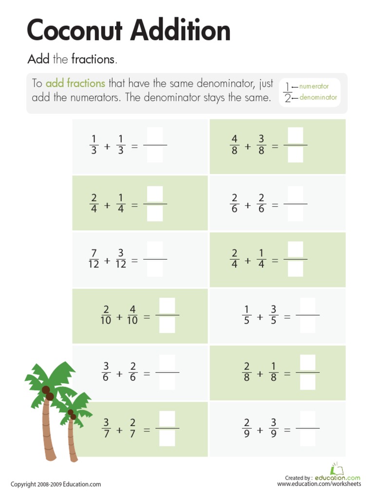 Fraction Addition Coconut Third | PDF