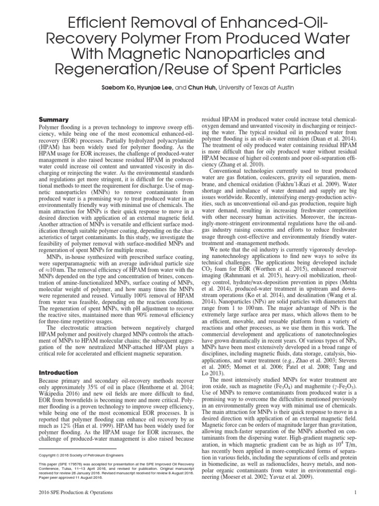 Efficient Removal of Enhanced-Oil-Recovery Polymer From Produced Water ...