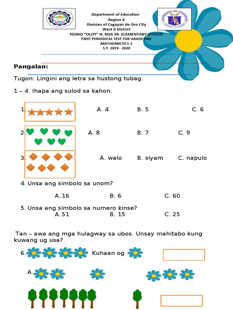 First Periodical Test in Math 1 | PDF