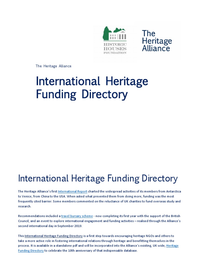 International Heritage Funding Directory | PDF | Curator | United Kingdom
