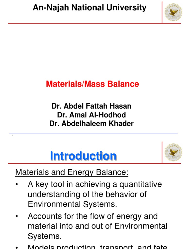 Applying Mass Balance Principles to Environmental Systems | PDF ...
