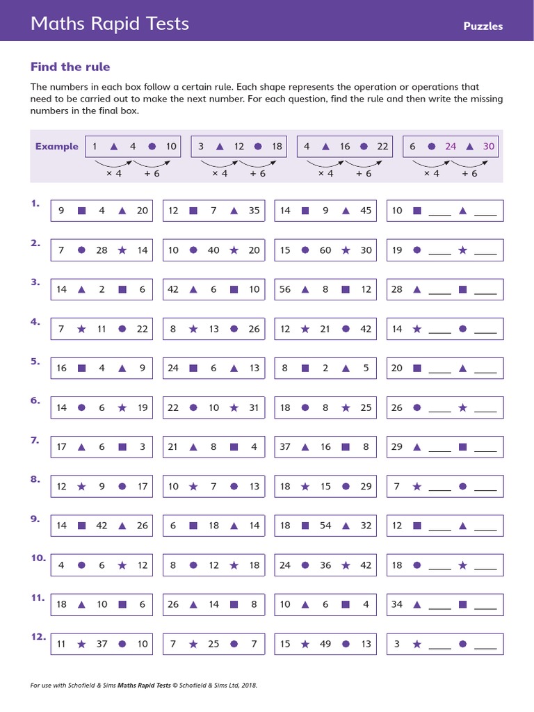 Maths Rapid Tests Find The Rule | PDF | Teaching Mathematics