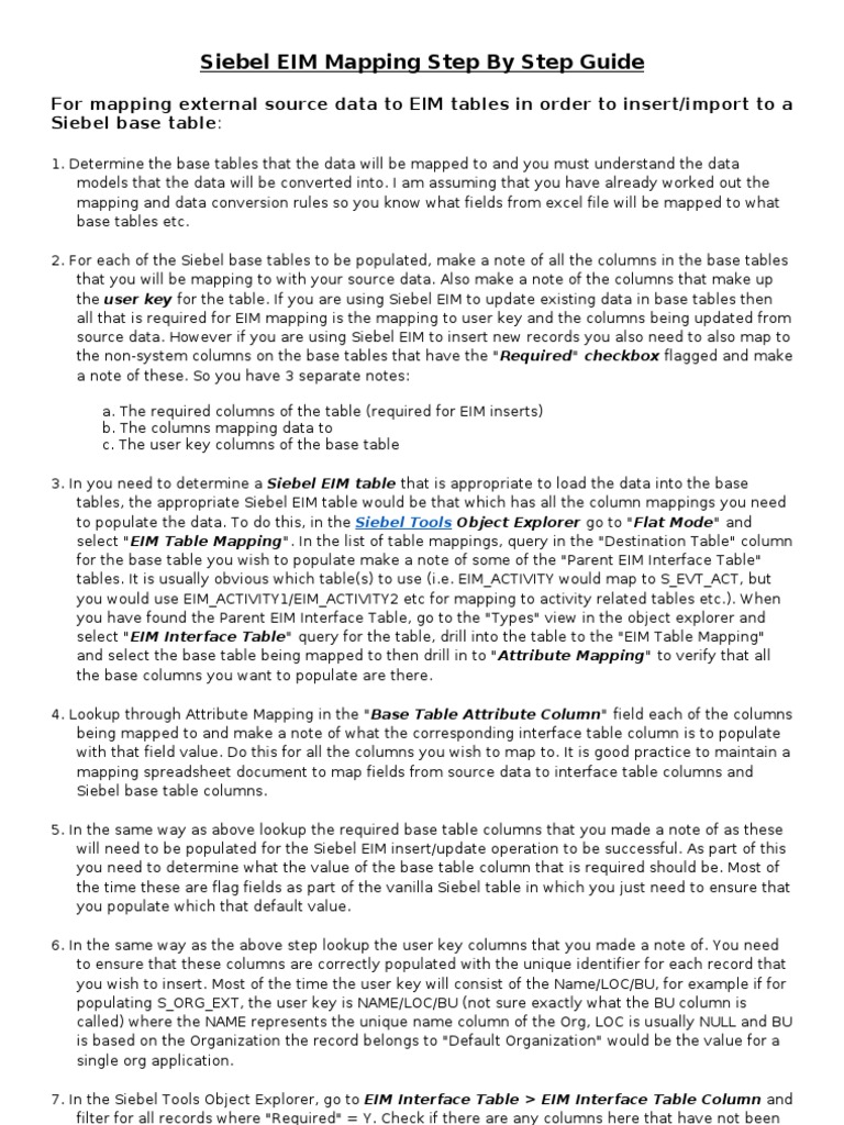 EIM Mapping | PDF | Table (Database) | Computer Data
