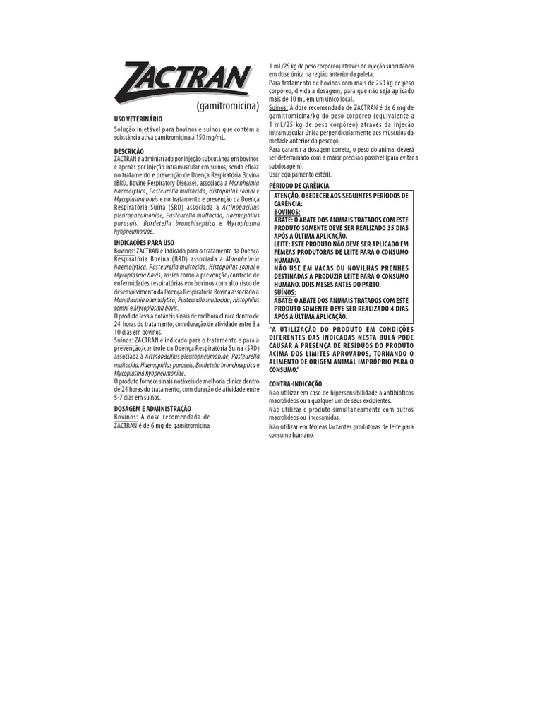 Zactran | PDF | Gado | Leite