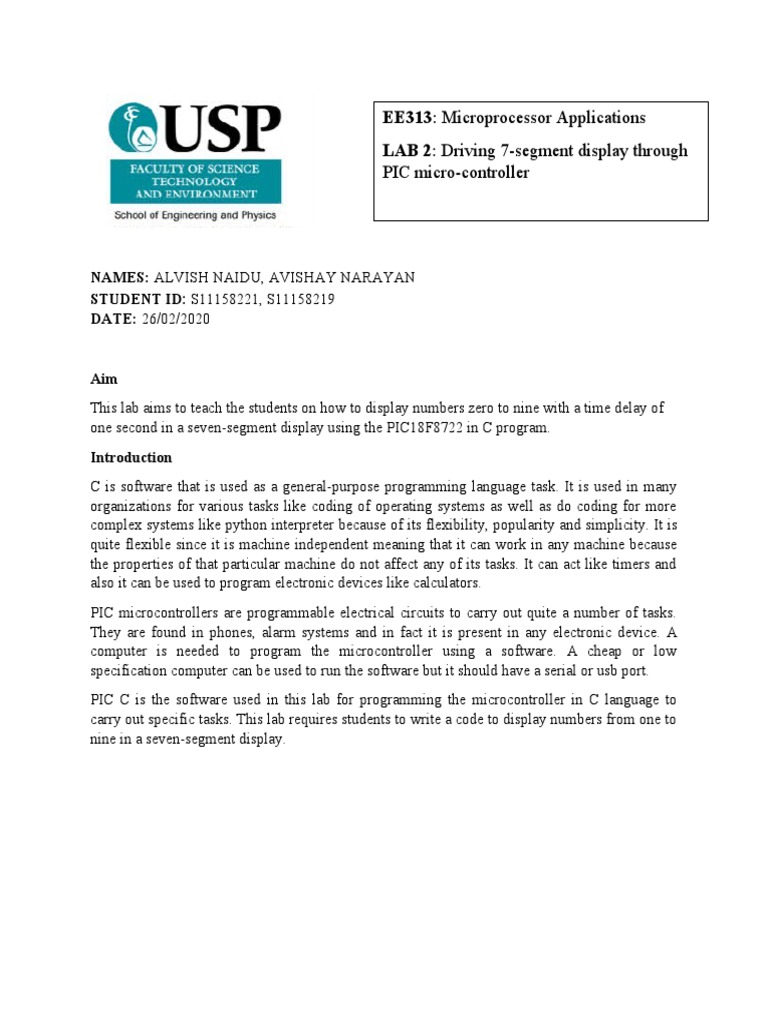 EE313 Lab 2 | PDF | Microcontroller | Areas Of Computer Science