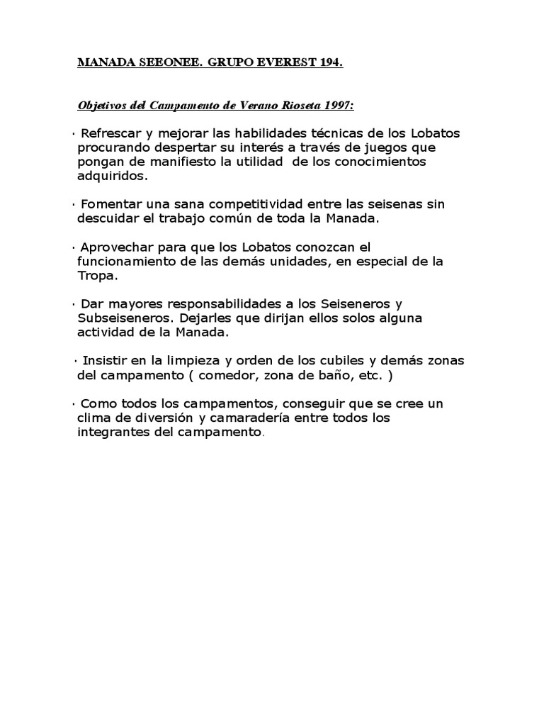 Programa Camp Manada Verano97 | PDF | Violencia | Ocio