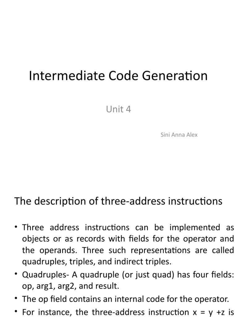 Quadruples and Triples in Code Generation | PDF | Data Type | Integer ...