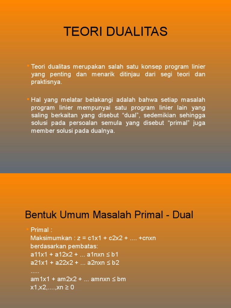 Teori Dualitas dalam Program Linier | PDF