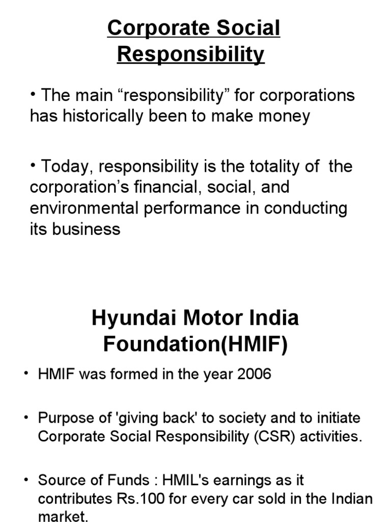 Hyundai CSR Initiatives in India | PDF | Business