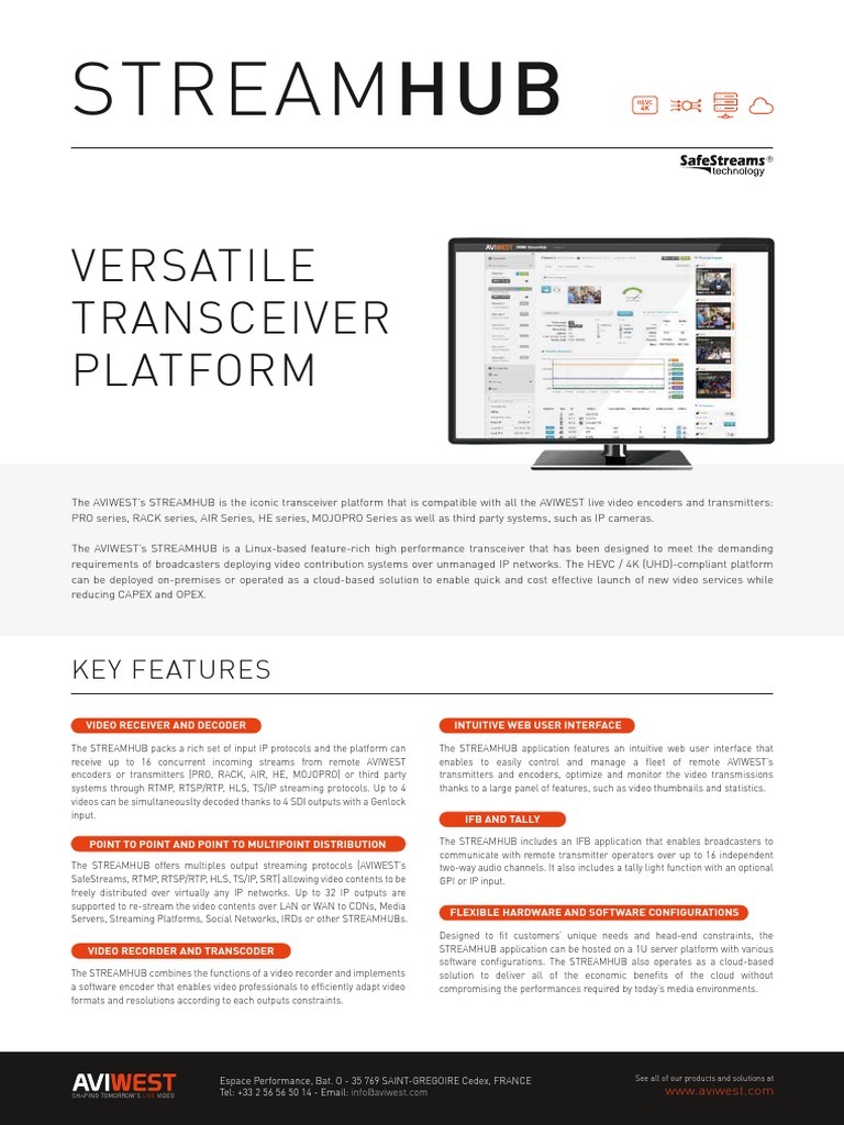 Aviwest Streamhub PDF | PDF | Streaming Media | Networks