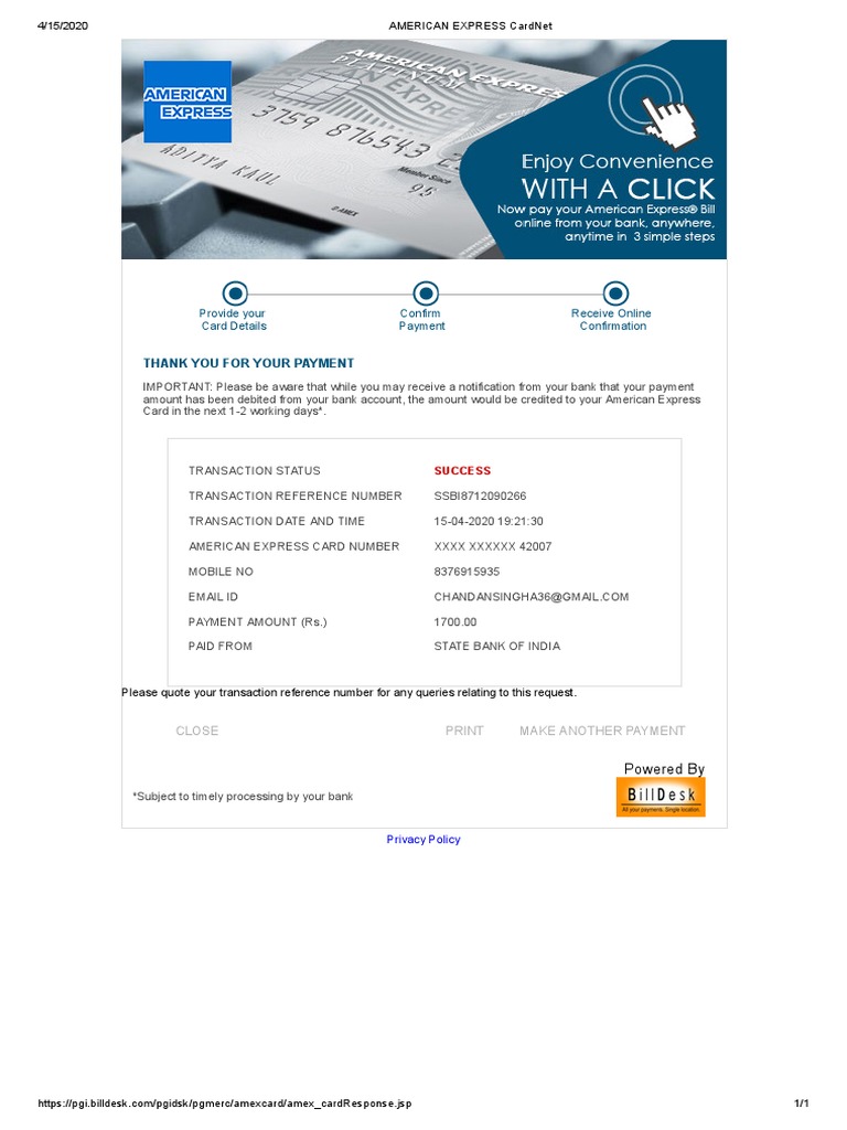 Amex CardNet Payment Confirmation | PDF