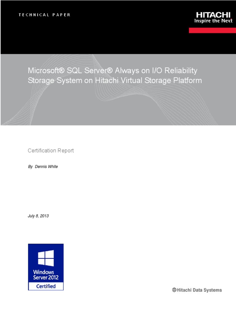 Ms SQL Server Always On Io Reliability Storage System On Hitachi VSP ...