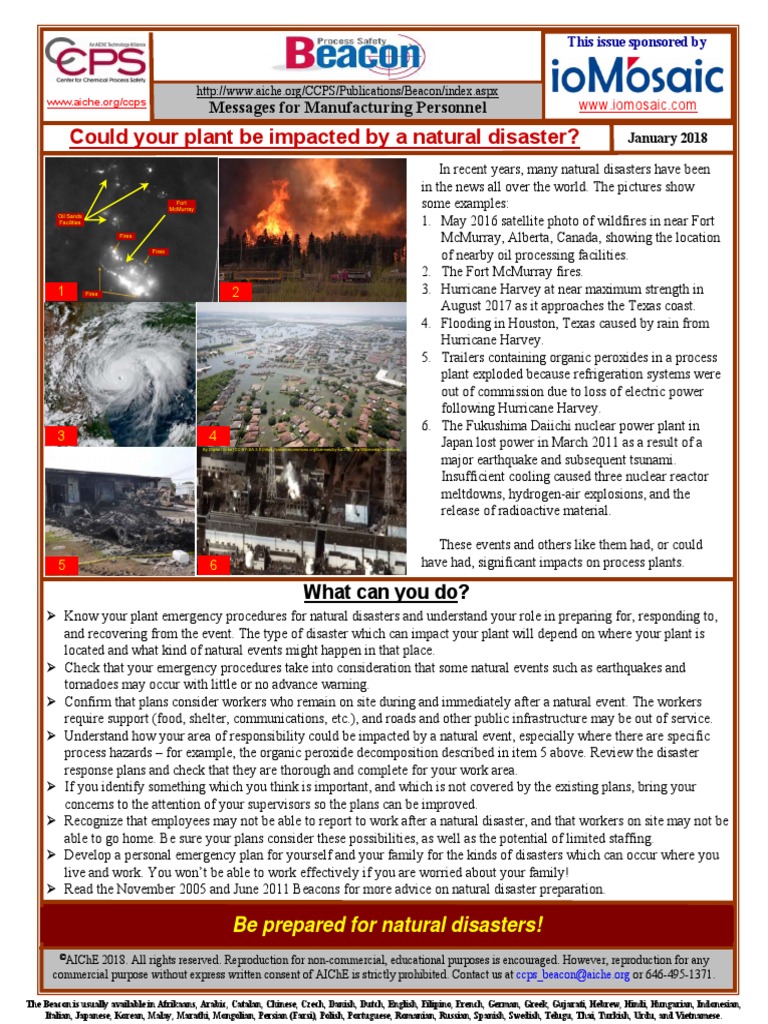Could Your Plant Be Impacted by A Natural Disaster?: Messages For ...