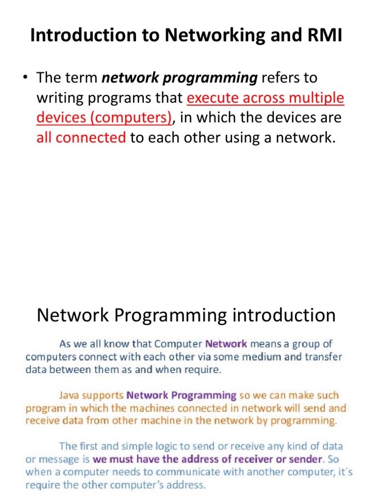 Introduction To Networking And Rmi Pdf Internet Protocol Suite Port Computer Networking 