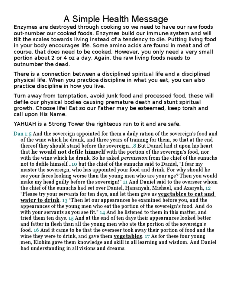 A Simple Health Message | PDF | Foods | Food And Drink