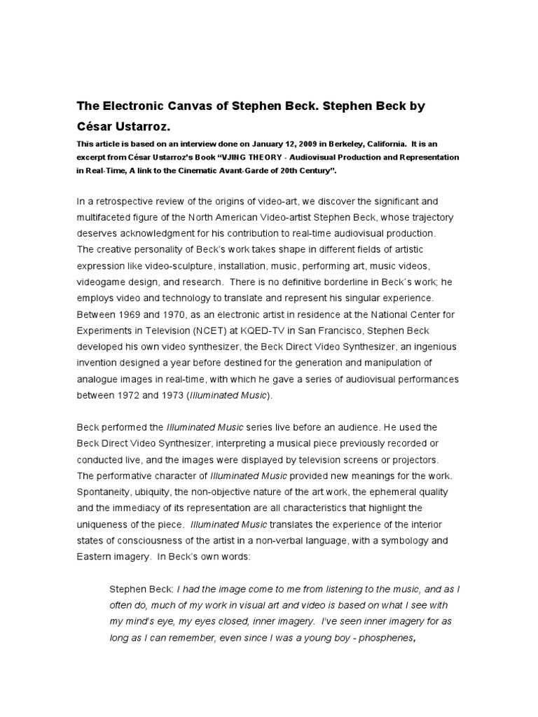 The Electronic Canvas of Stephen Beck. Stephen Beck by César Ustarroz ...