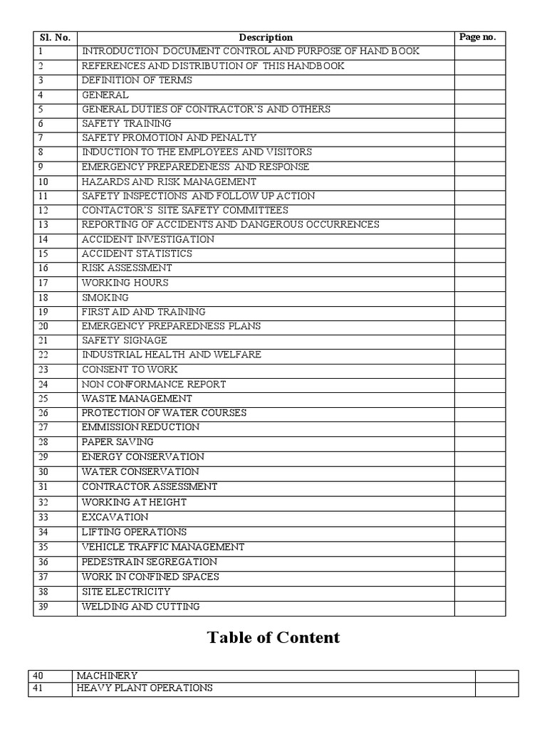 Table of Content: Sl. No. Description | PDF