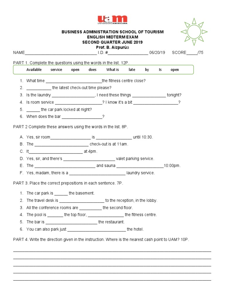 Tourism Midterm Exam Uam | PDF | Service Industries | Business