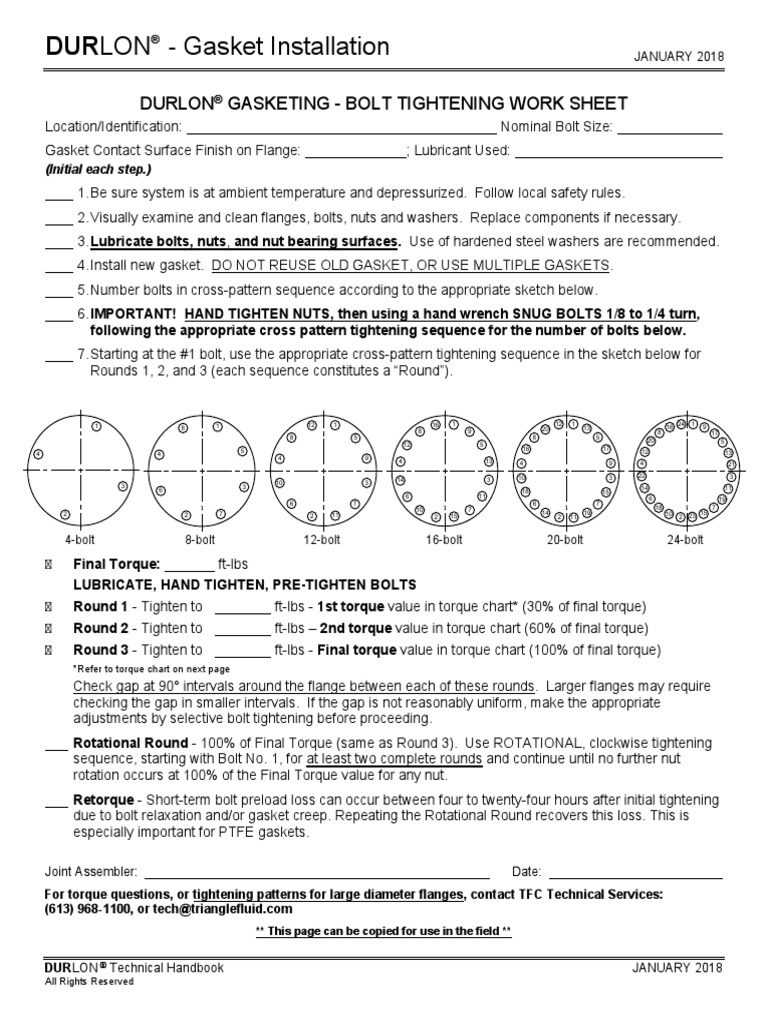 Gasket Installation: Durlon | Download Free PDF | Nut (Hardware) | Washer (Hardware)