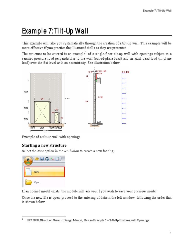 Example 7: Tilt-Up Wall: Starting A New Structure | PDF | Spreadsheet ...