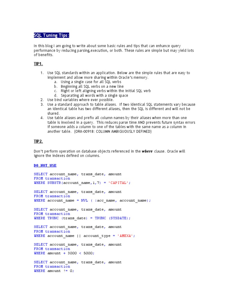 Oracle Sql Tuning Tips Pdf Database Index Sql